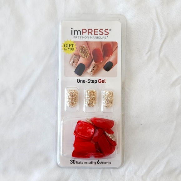 Makeup | New Impress Red Gold Glitterpresson Nails | Poshmark